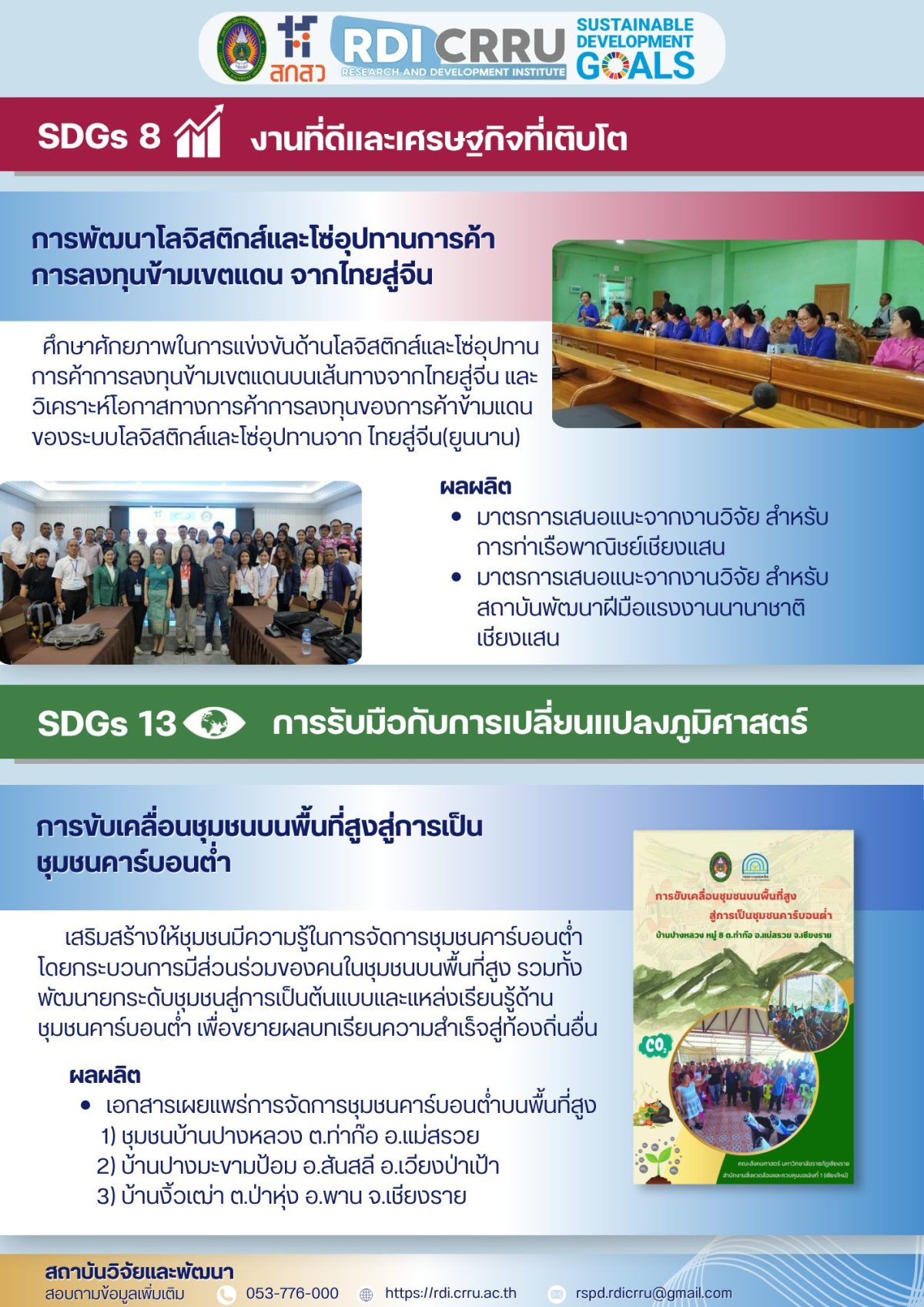 SDGs 8: Decent Work and Economic Growth - RDI CRRU